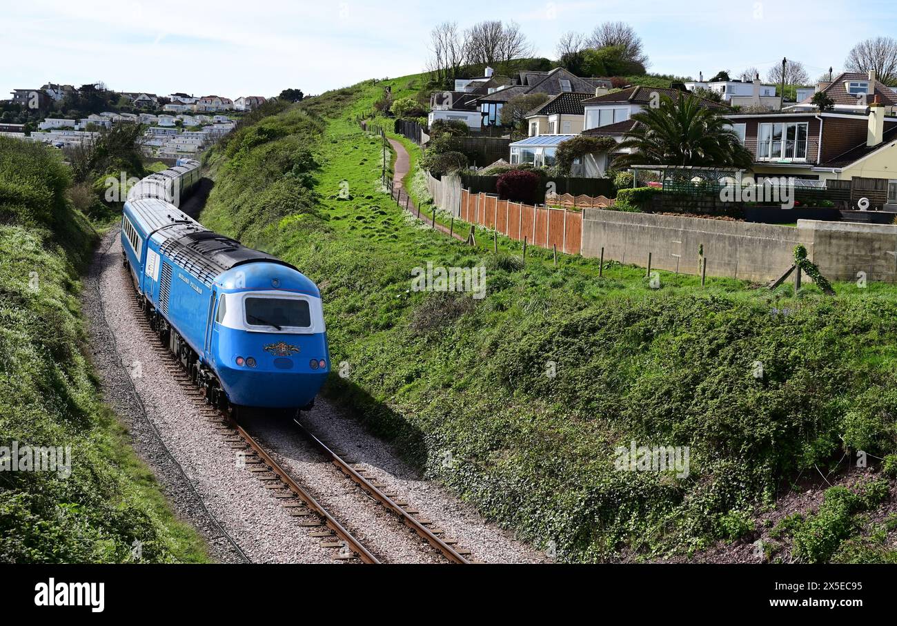 The rear of the Midland Pullman passing Goodrington on the Dartmouth ...