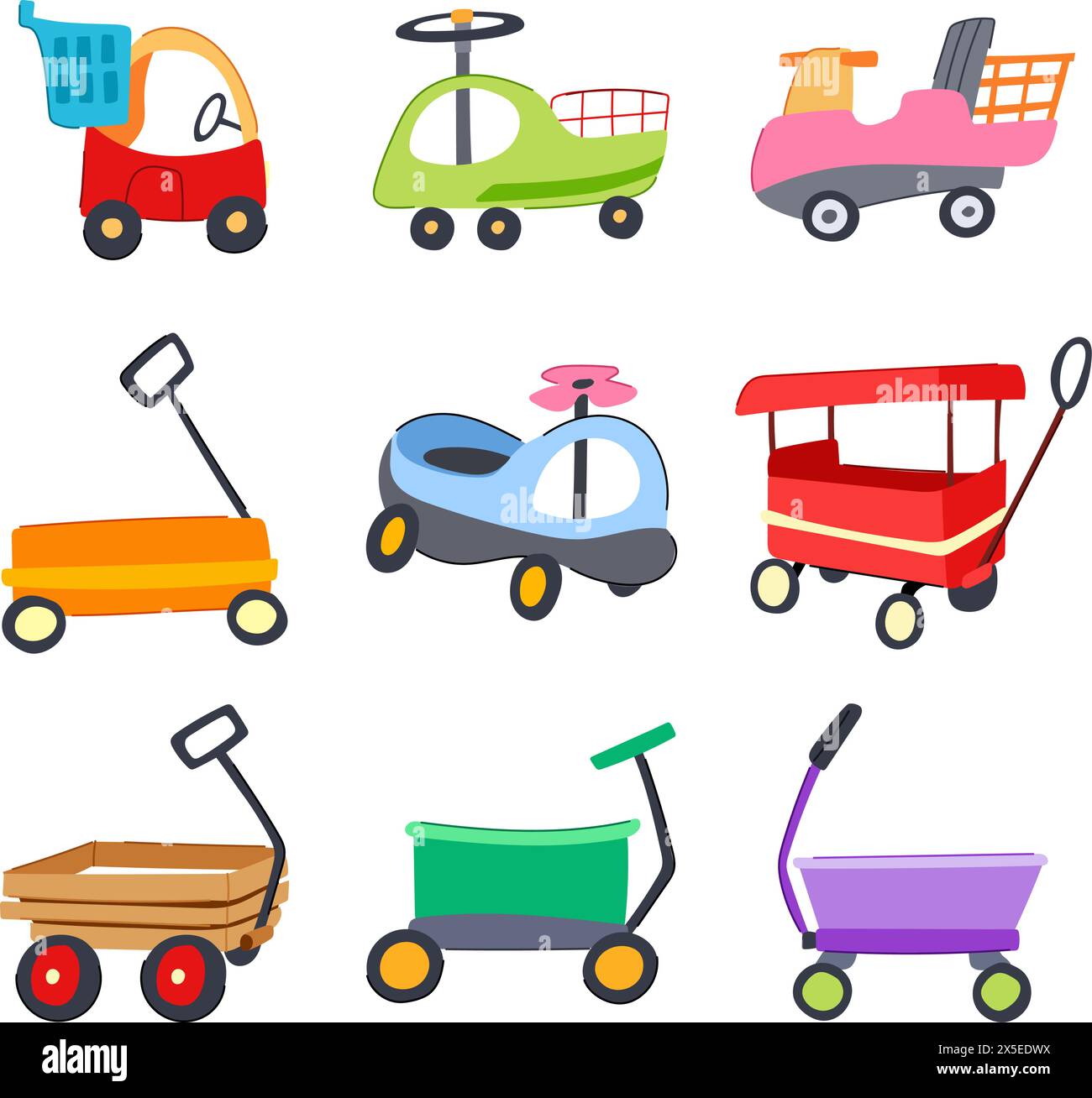 cart toy set cartoon vector illustration Stock Vector Image & Art - Alamy
