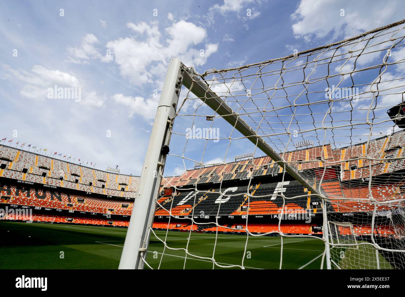 View of a goalpost at Mestalla Stadium in Valencia Stock Photo - Alamy