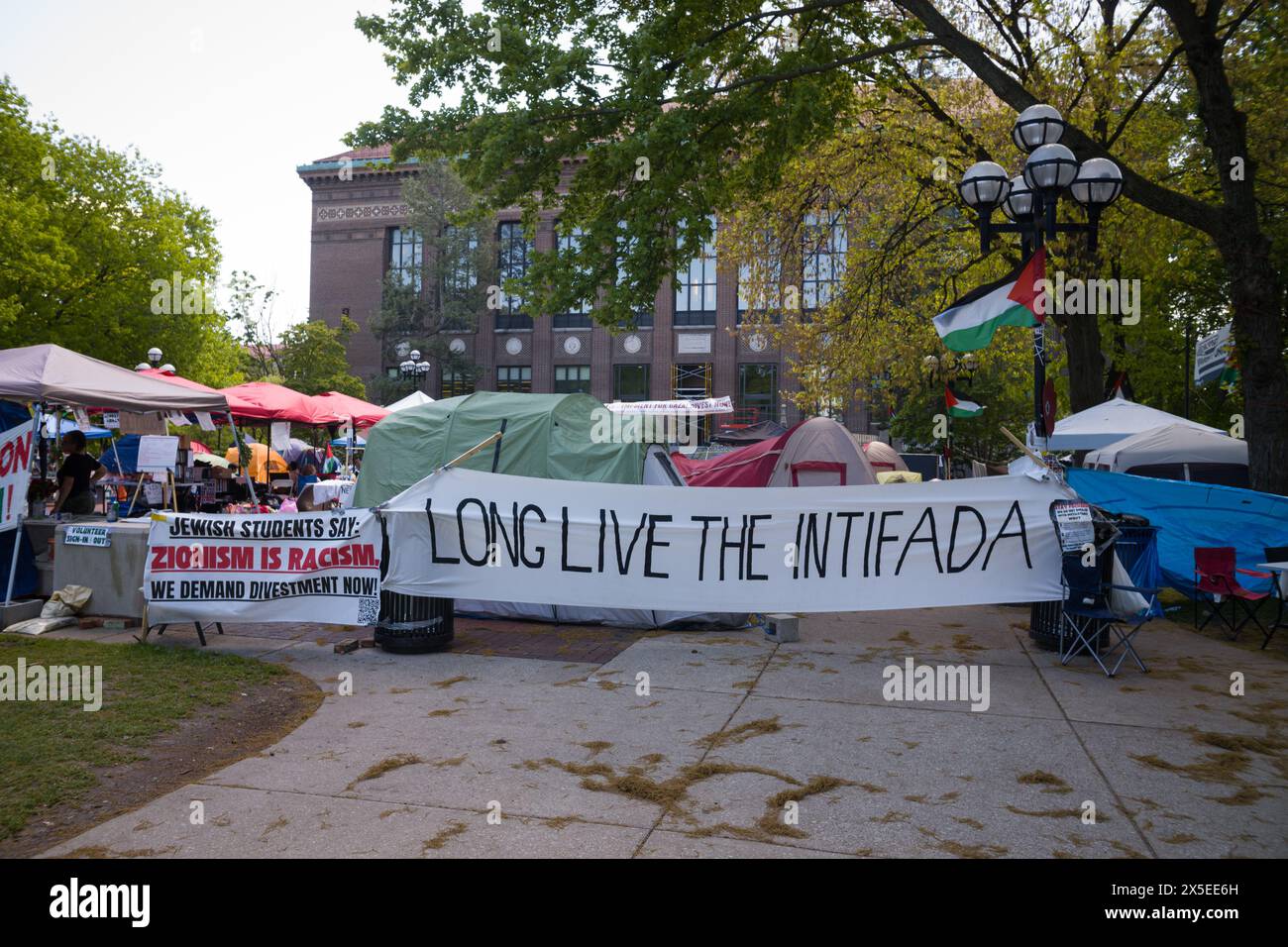 Long Live the Intifada banner at the Gaza support encampment on the ...