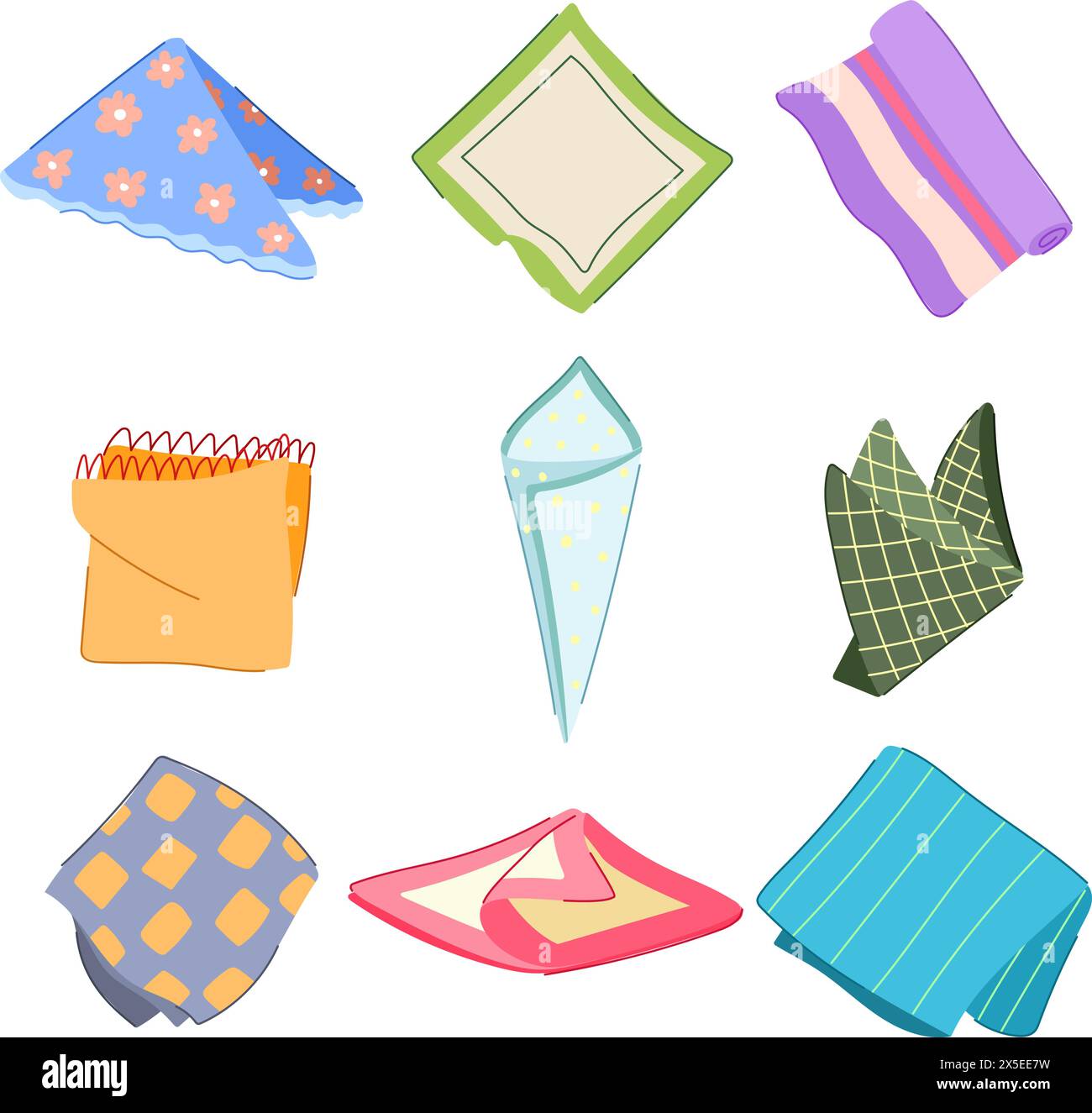cloth napkin set cartoon vector illustration Stock Vector Image & Art ...