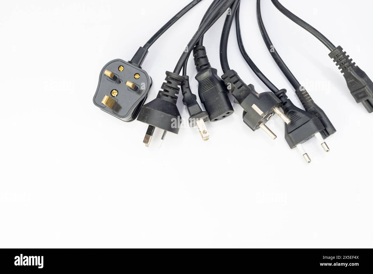 Various types of electrical plug isolated on white background Stock ...