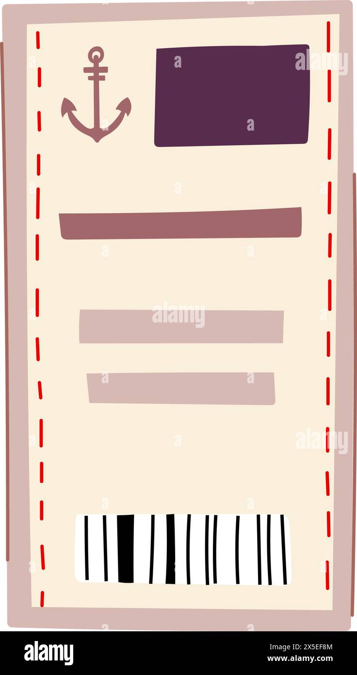 pass cruise ship ticket cartoon vector illustration Stock Vector Image ...