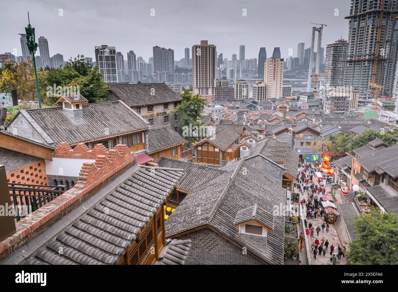 JANUARY, 20, 2022, CHONGQING, CHINA: The roofs of the ancient city in ...