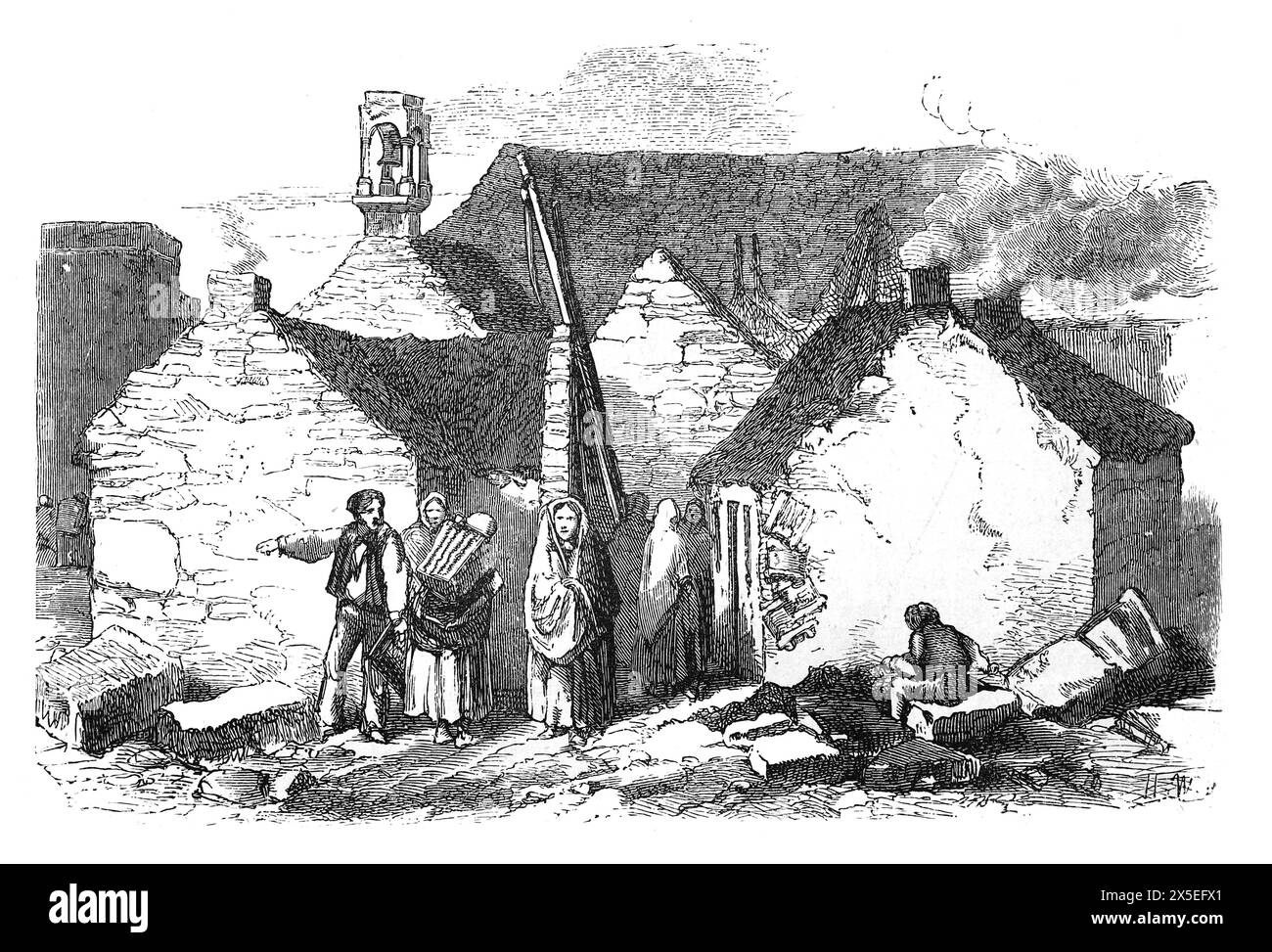 Cottages of the Peasantry in the West of Ireland. 19th century ...
