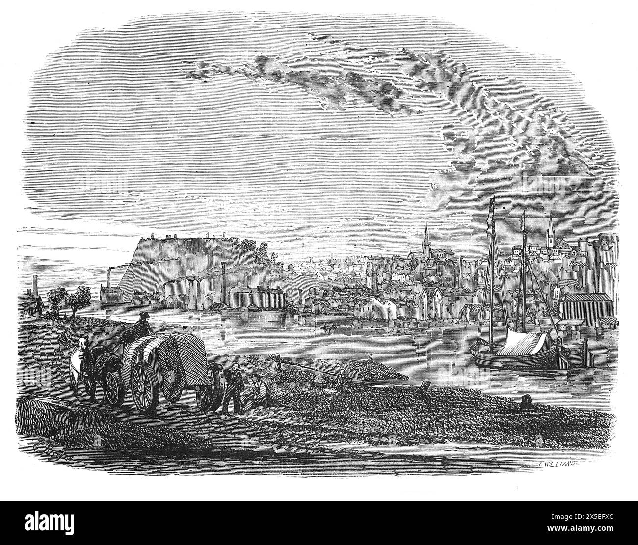 A view of Nottingham in the 19th century. Illustration from Cassell's ...