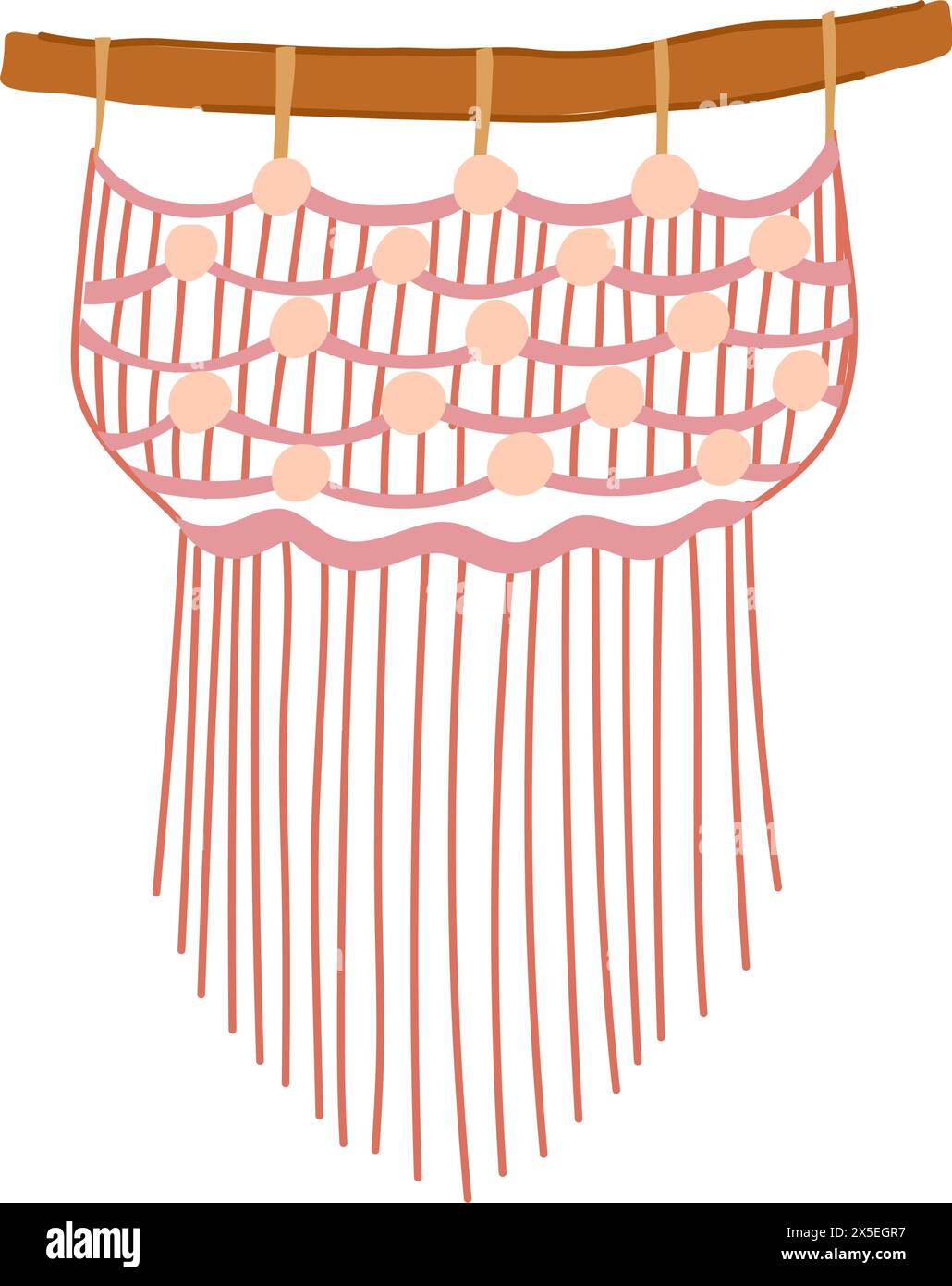 home macrame wall hanging cartoon vector illustration Stock Vector ...