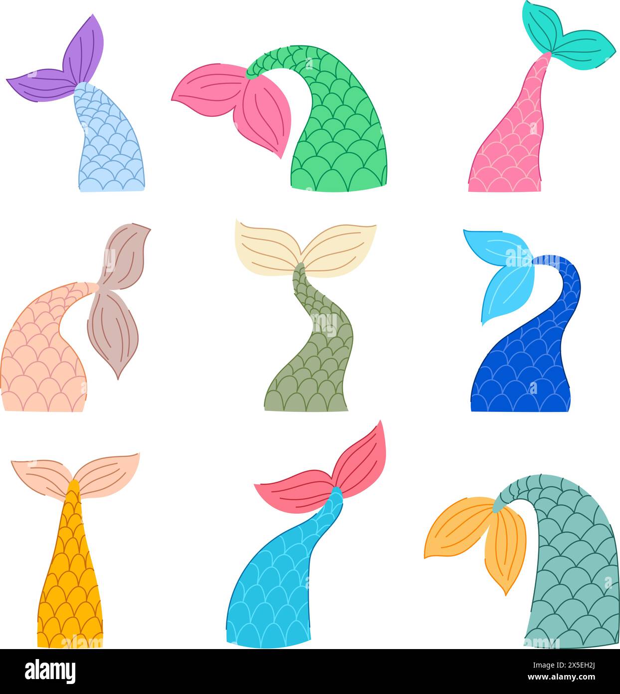 mermaid tail set cartoon vector illustration Stock Vector Image & Art ...