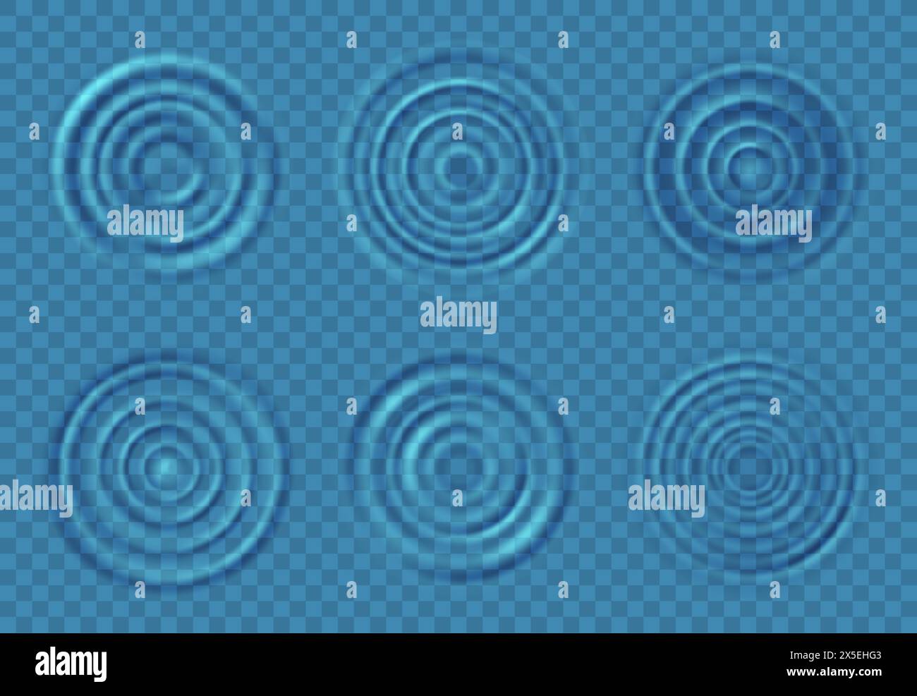 Ripple water waves. Concentric circles on blue water level from falling ...