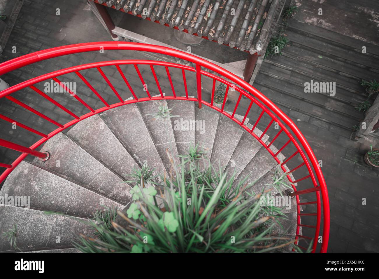 Circular ladder going down in Ciqikou Ancient city, Chongqing, China ...