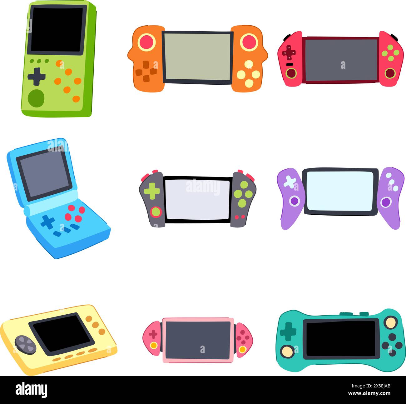 portable gaming device set cartoon vector illustration Stock Vector ...