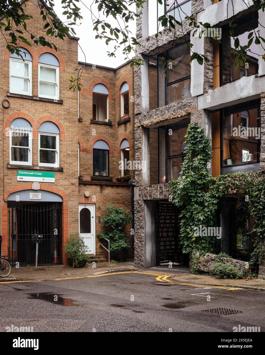 View of frame cladding with square windows in context with surrounding ...