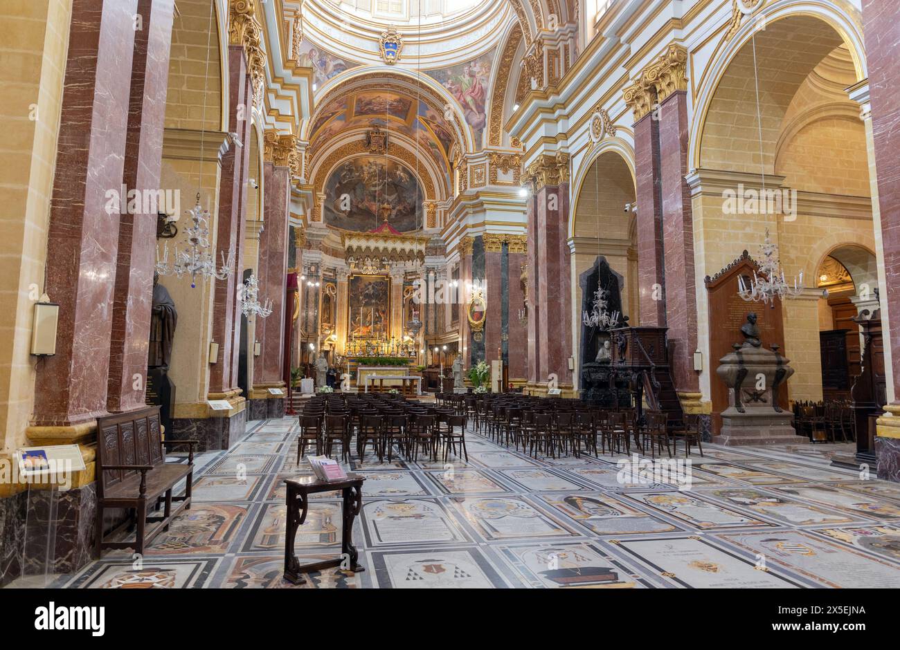 Interior of St. Paul's cathedral, Mdina, Malta Stock Photo - Alamy