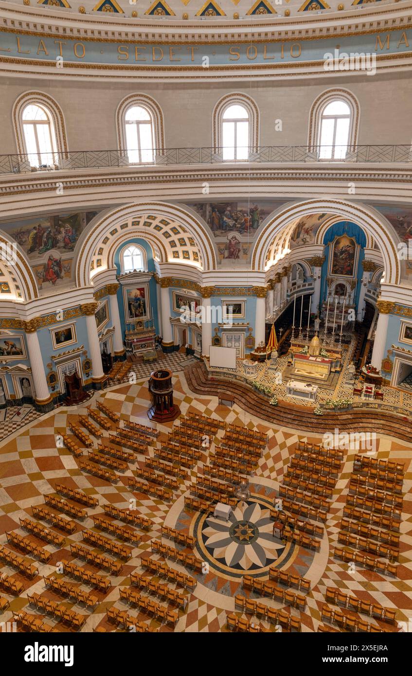 Interior of the Rotunda of Mosta basilica, Malta Stock Photo - Alamy
