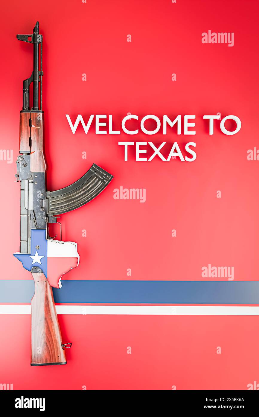 Texas rifle isolated on red background 3d illustration Stock Photo - Alamy