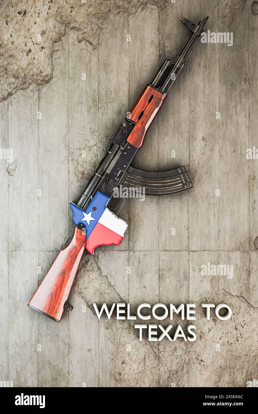 Texas rifle on concrete 3d illustration Stock Photo - Alamy