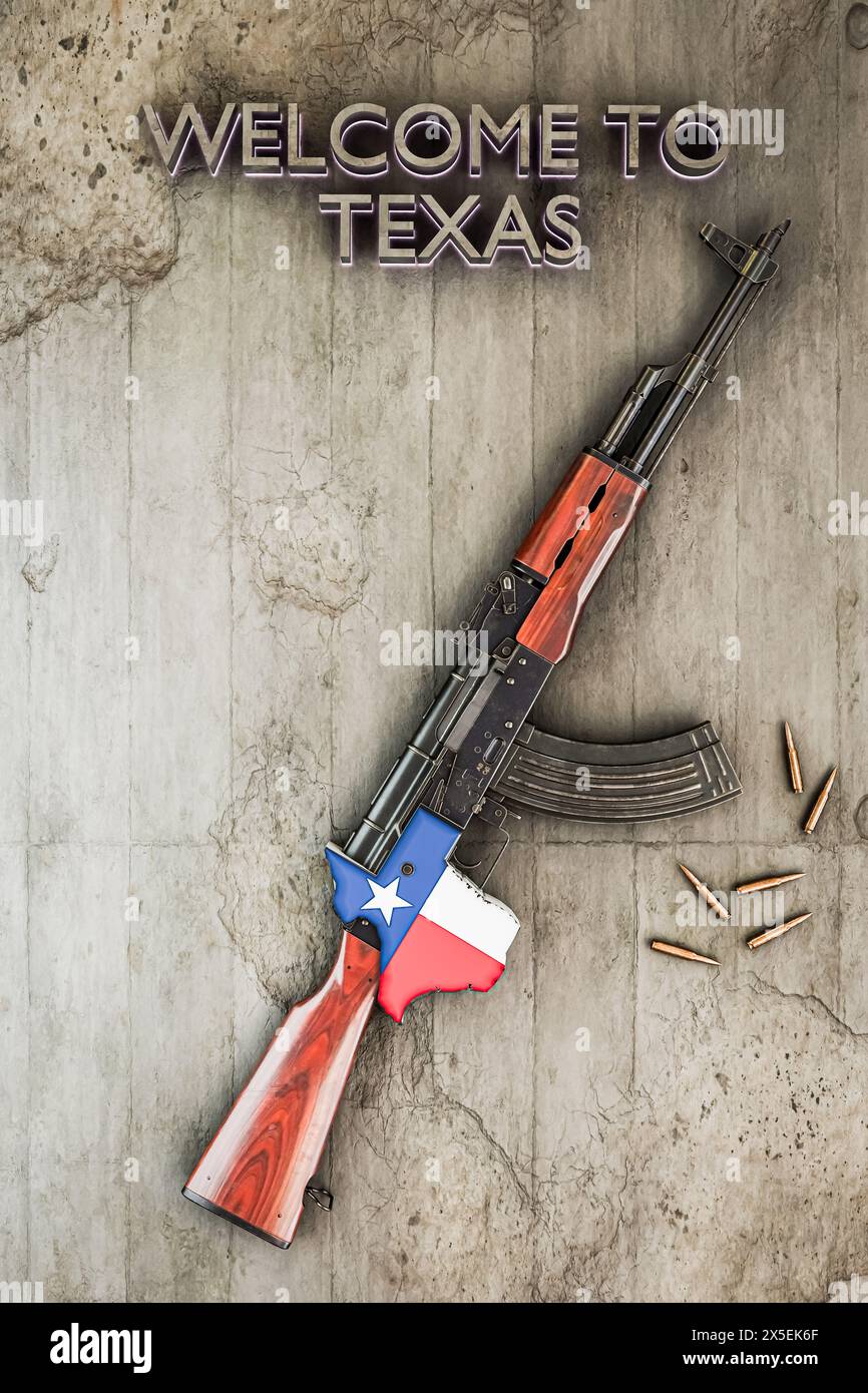 Texas rifle on concrete 3d illustration Stock Photo - Alamy