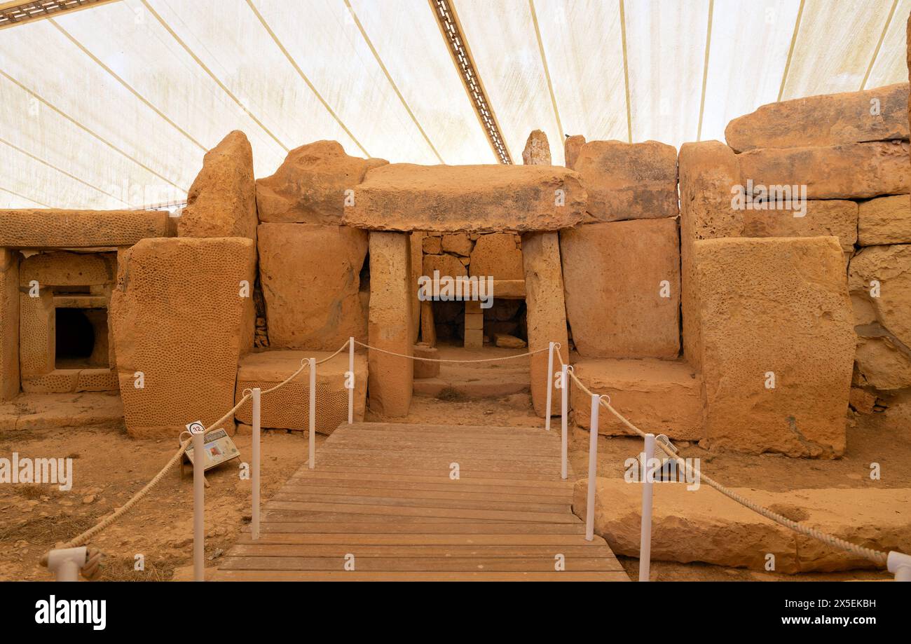 Mnajdra megalithic temple complex, on the southern coast of the ...