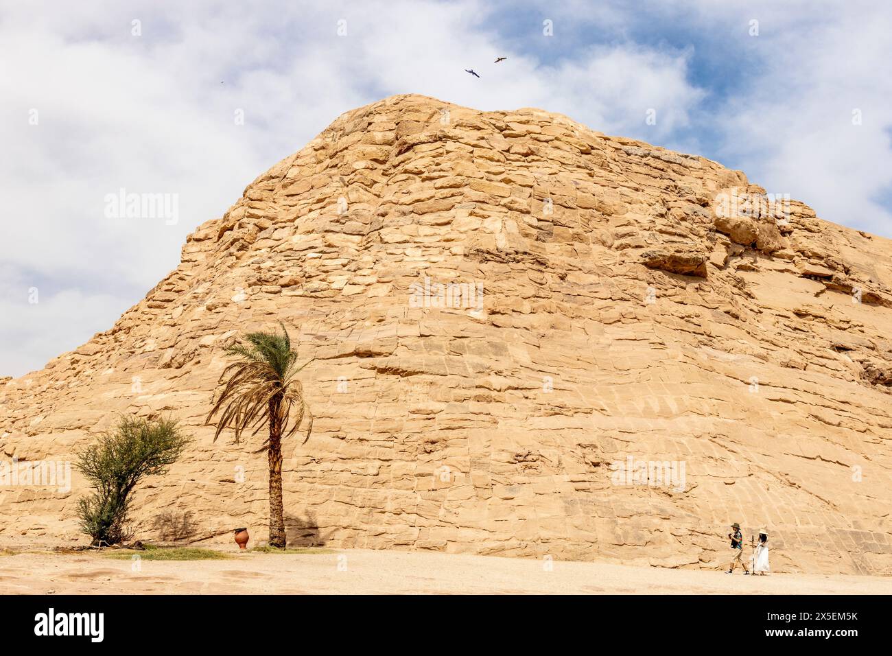Stone faced section of the small temple of Nefertari between the two ...