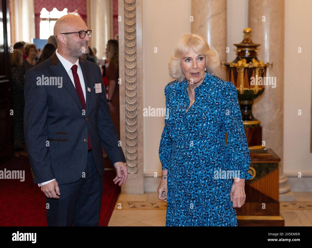 Queen Camilla as she hosts a reception at Buckingham Palace in London ...