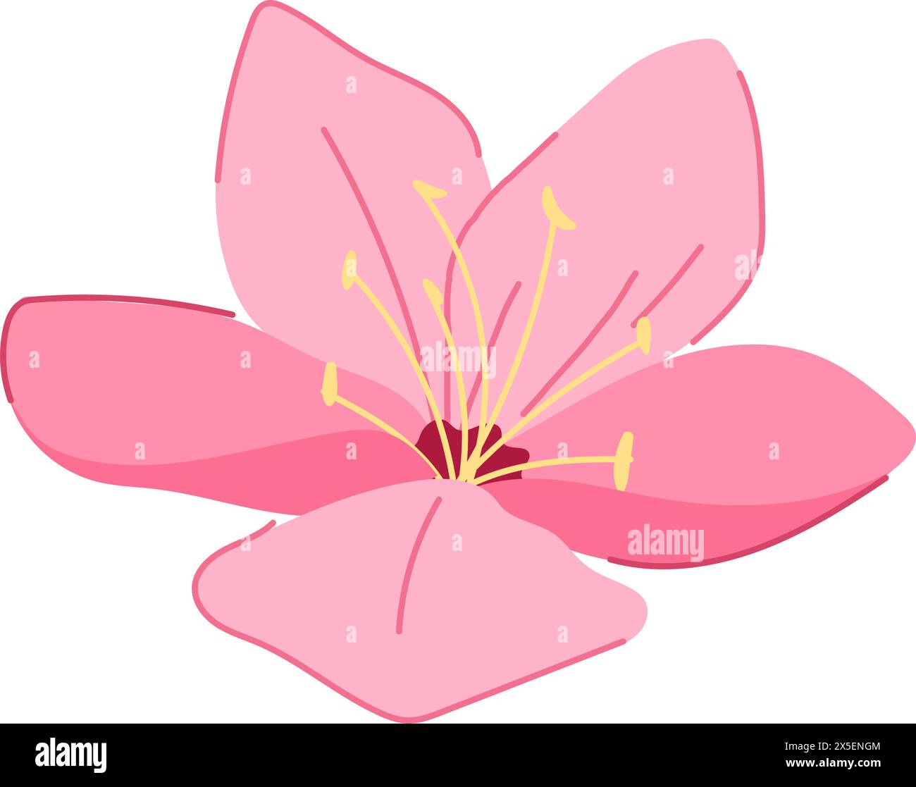 japanese sakura cherry blossom cartoon vector illustration Stock Vector ...