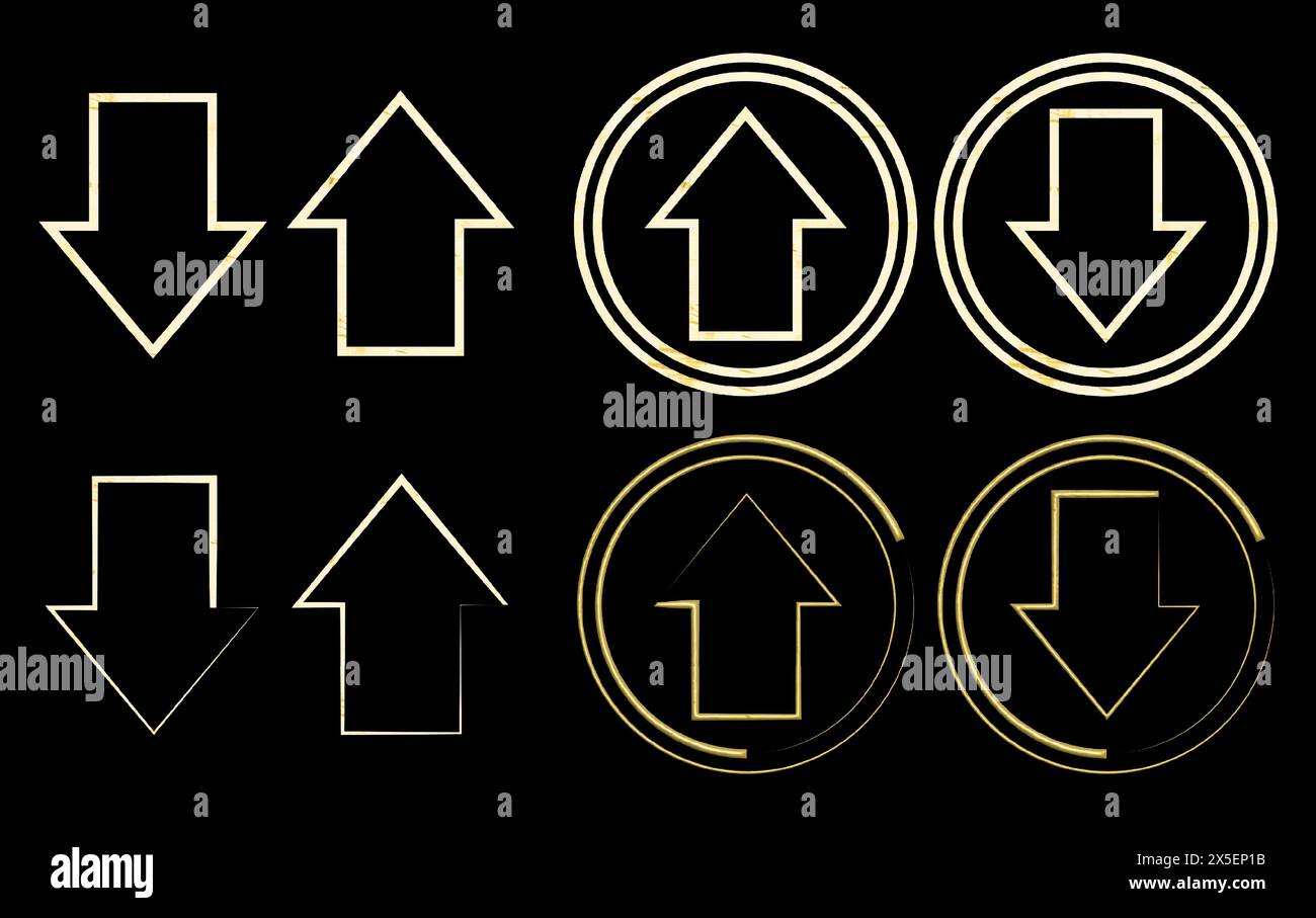 Up and down arrow, Push and Pull round warning direction arrow icons ...