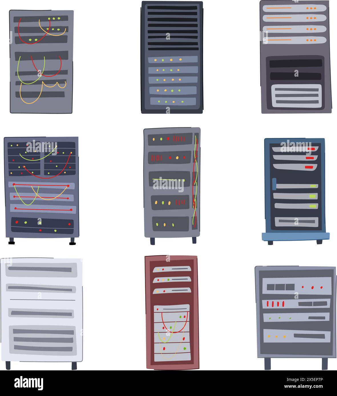 server rack set cartoon vector illustration Stock Vector Image & Art ...