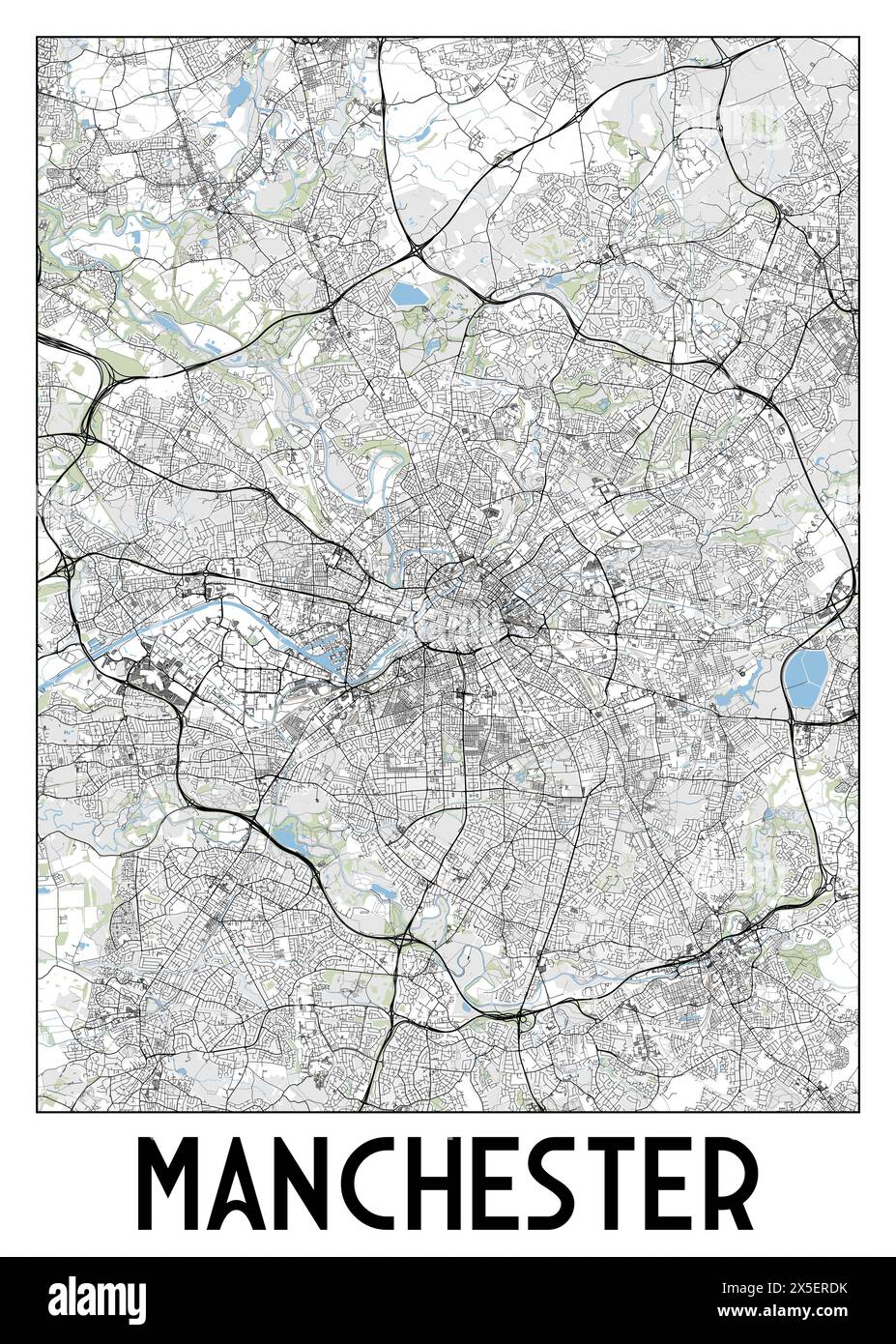 Manchester UK map poster art Stock Vector Image & Art - Alamy