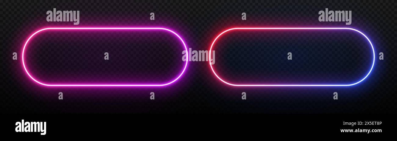 Neon rectangle frame. Led border light. Laser geometric banner ...
