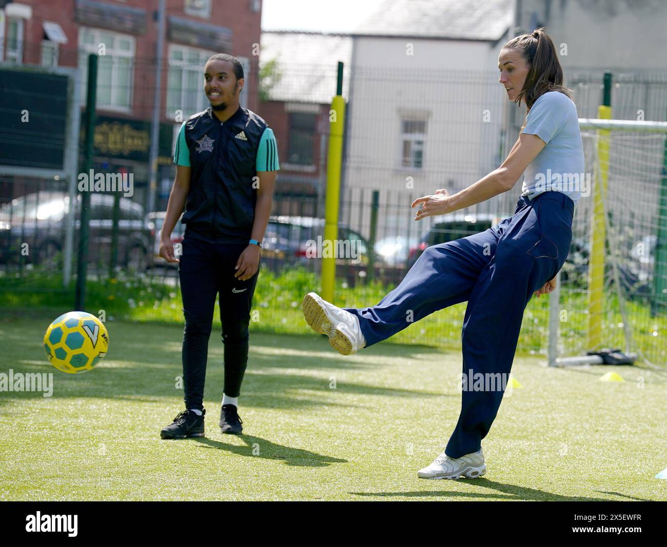 Footballer Jill Scott during a visit to Community On Solid Ground, a BBC Children in Need funded ...