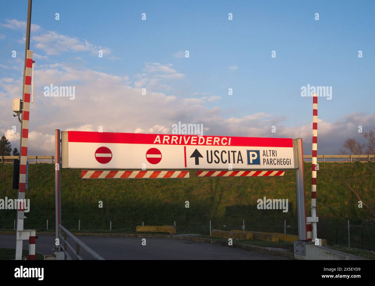 exit car park with lifting barrier Stock Photo - Alamy