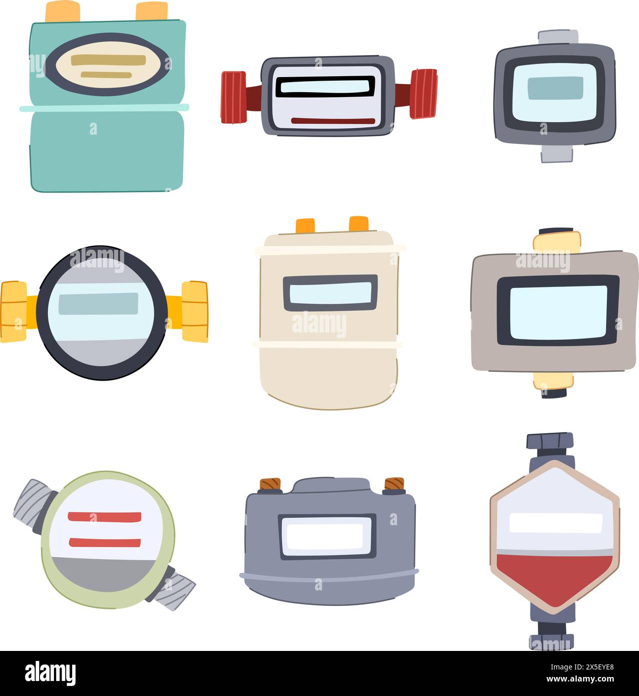 water gas meter set cartoon vector illustration Stock Vector Image ...