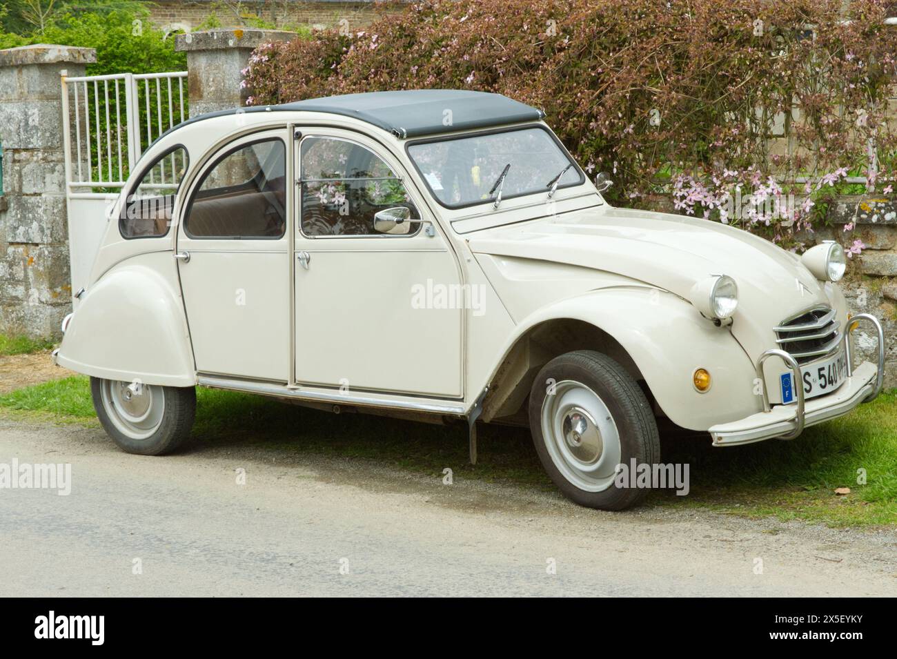 Beige Citroen 2CV Deux Chevaux classic french icon Stock Photo - Alamy