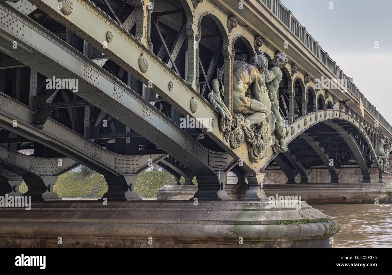 France, Paris - Jan 04, 2024 - Detail of Sculptures decorating the two ...