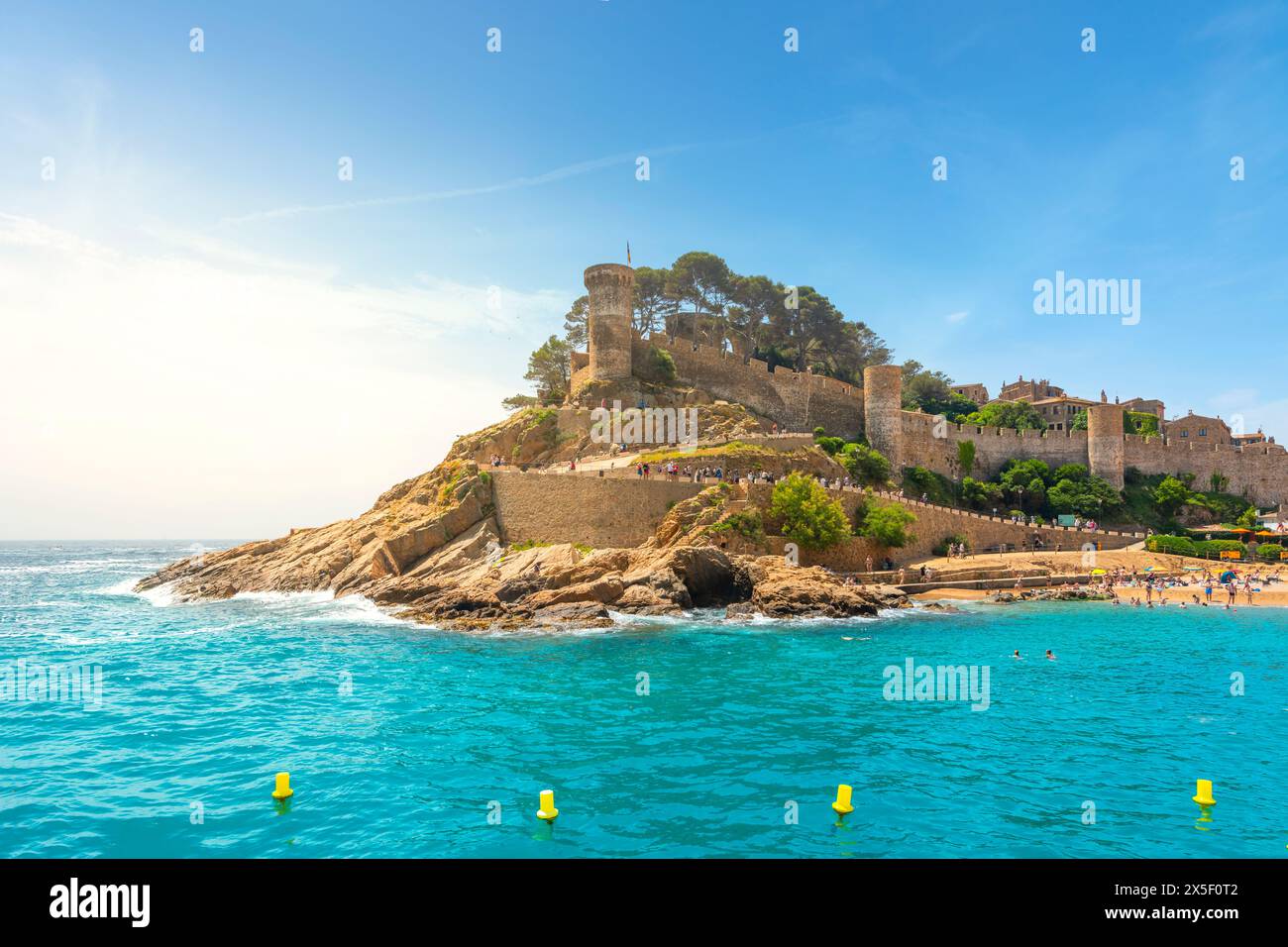 The 12th century walled Murallas de Tossa de Mar, a medieval castle ...