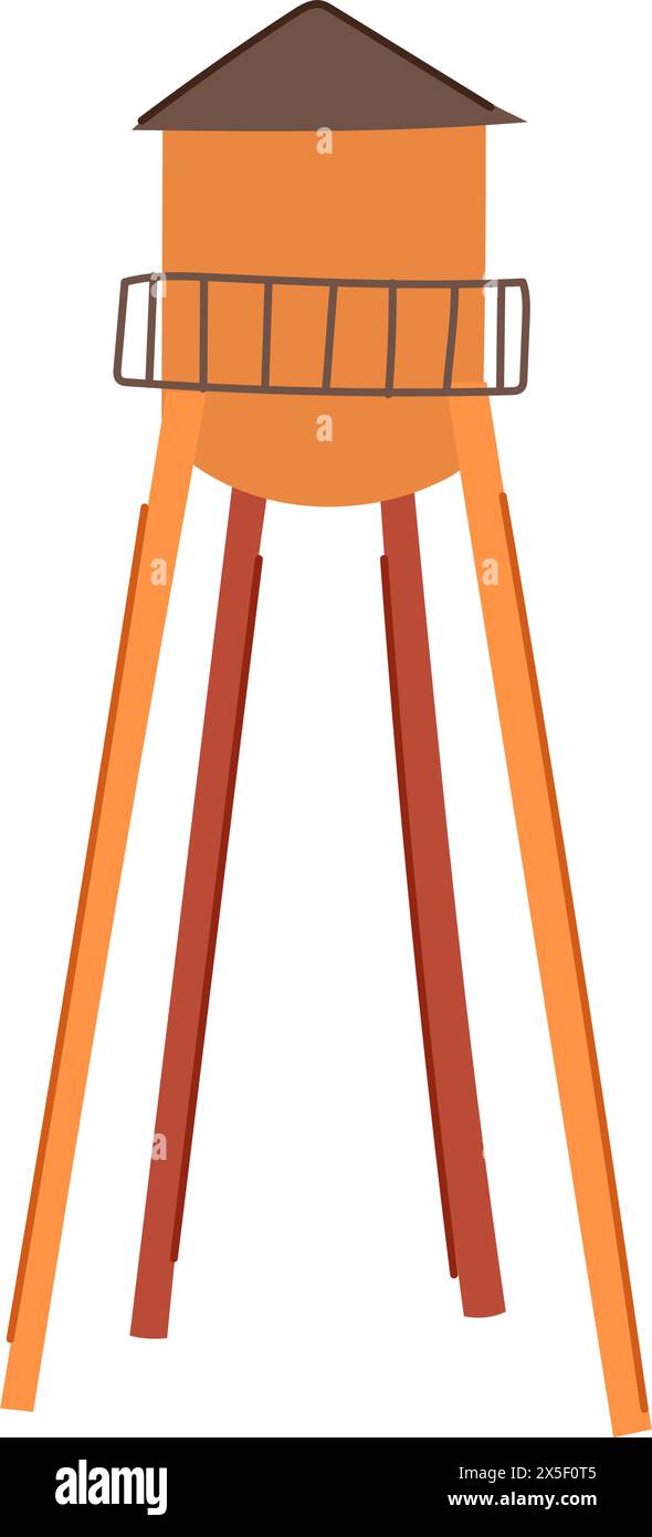 storage water tower cartoon vector illustration Stock Vector Image ...