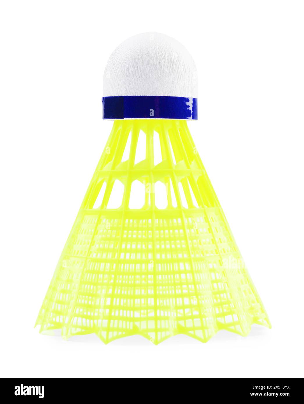 One yellow badminton shuttlecock isolated on white, Sports equipment ...