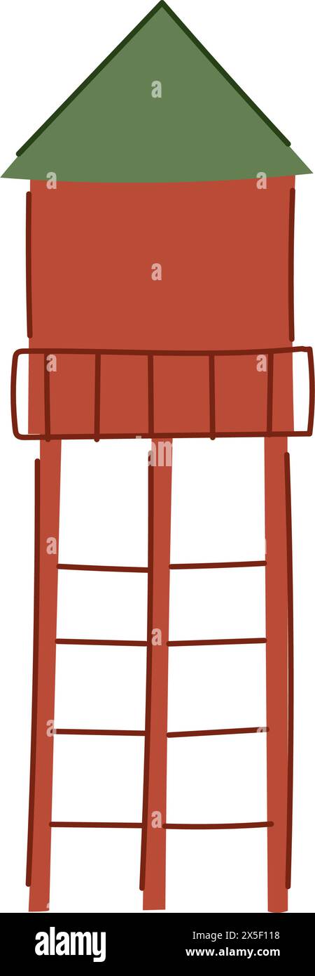 silhouette water tower cartoon vector illustration Stock Vector Image ...