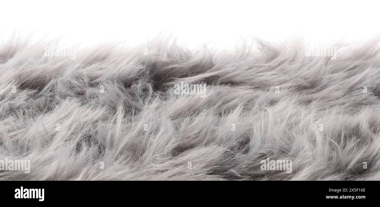 Soft grey faux fur isolated on white Stock Photo - Alamy