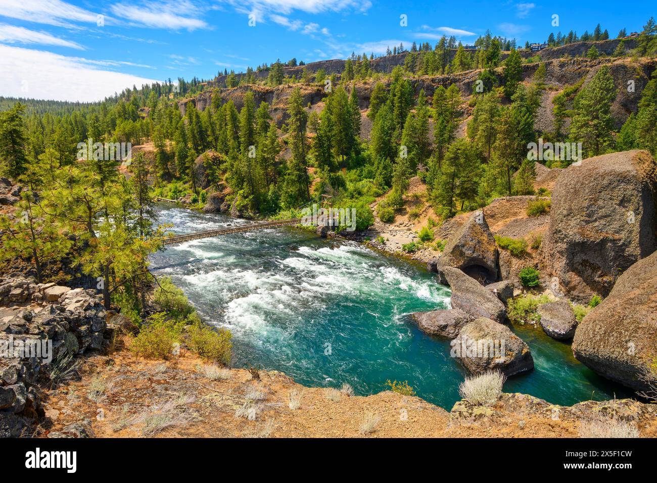View from the lookout point of the huge boulders along the Spokane ...