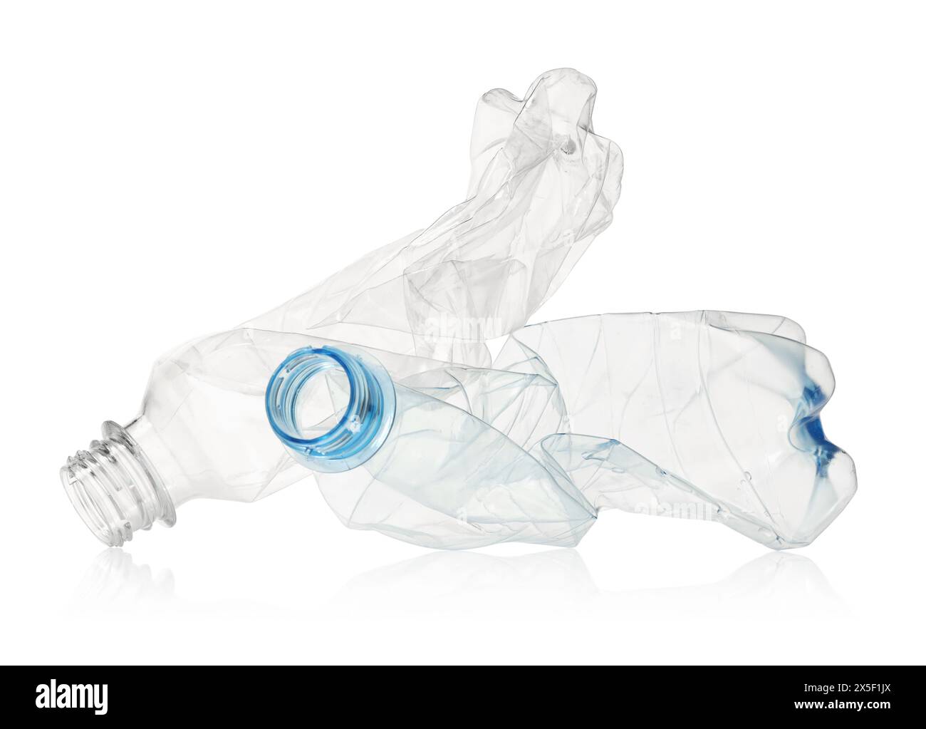 Crumpled disposable plastic bottles isolated on white Stock Photo - Alamy