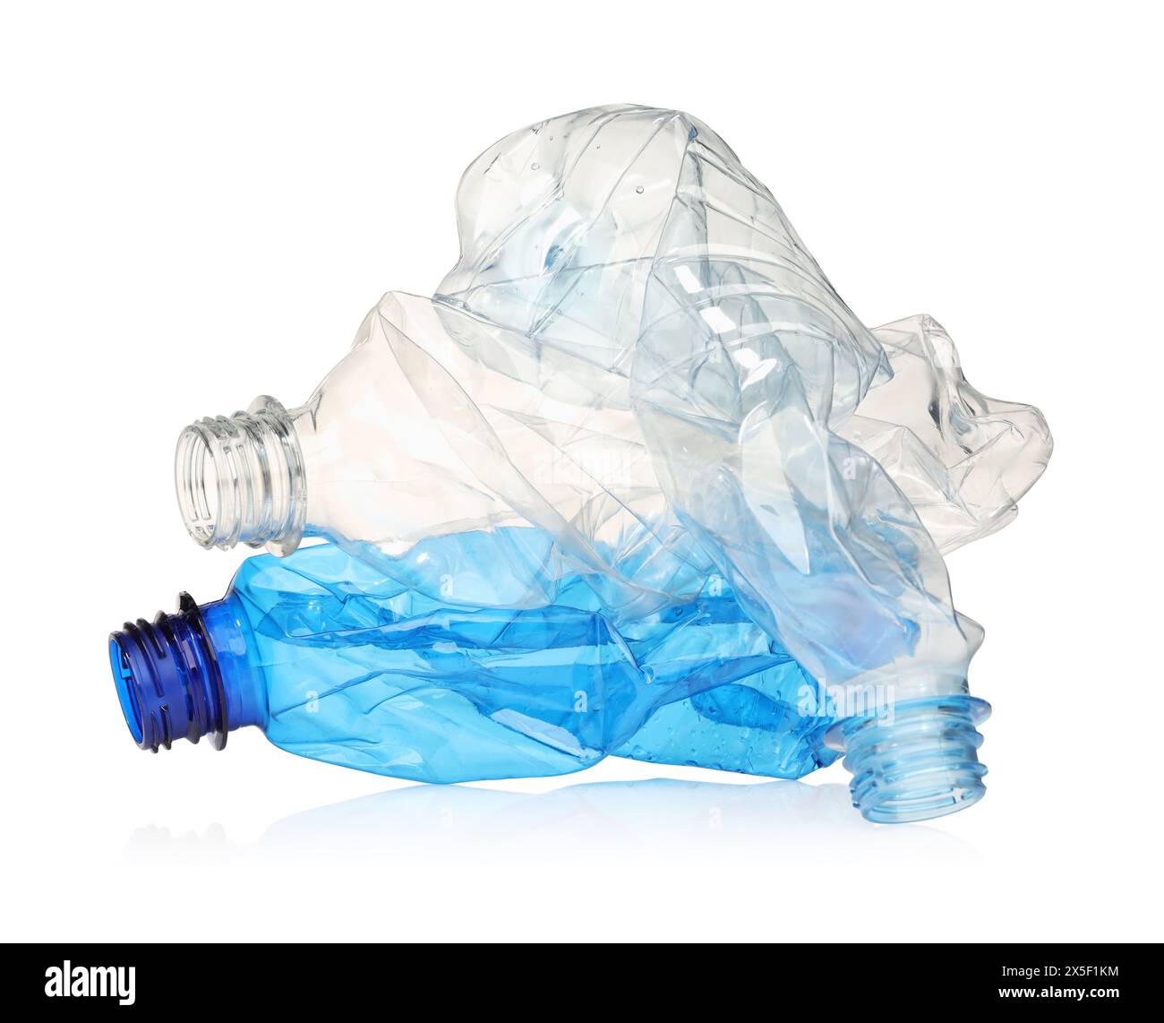 Crumpled disposable plastic bottles isolated on white Stock Photo - Alamy