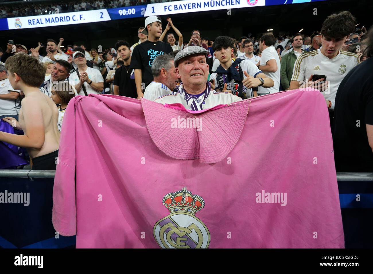 A Real Madrid fan shows his support after the UEFA Champions League ...