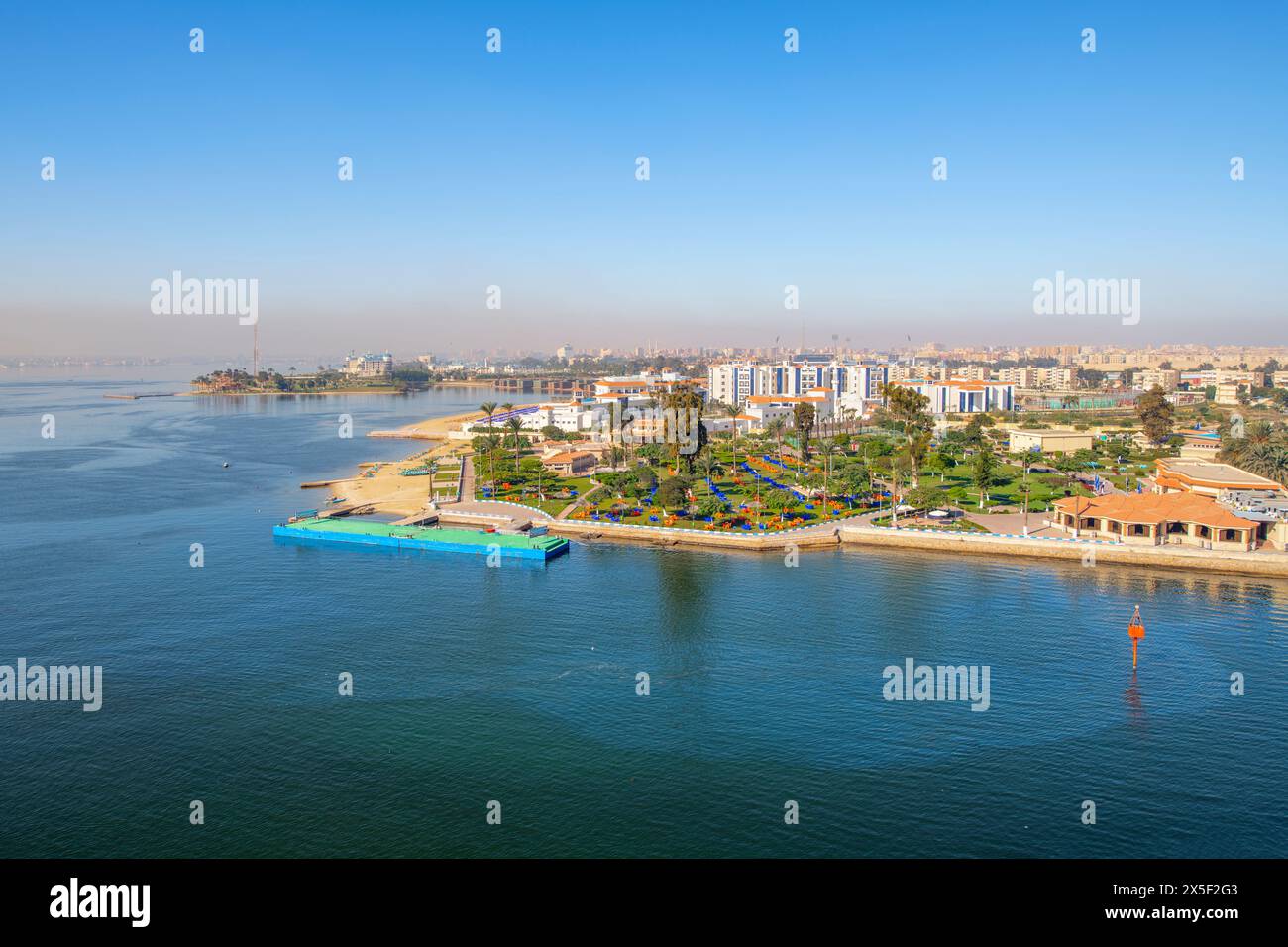 View of Lake Timsah, also known as Crocodile Lake; in the Nile delta ...