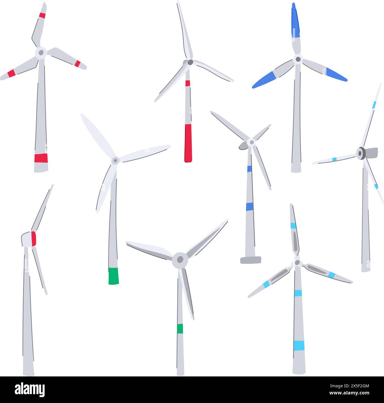 wind turbine set cartoon vector illustration Stock Vector Image & Art ...