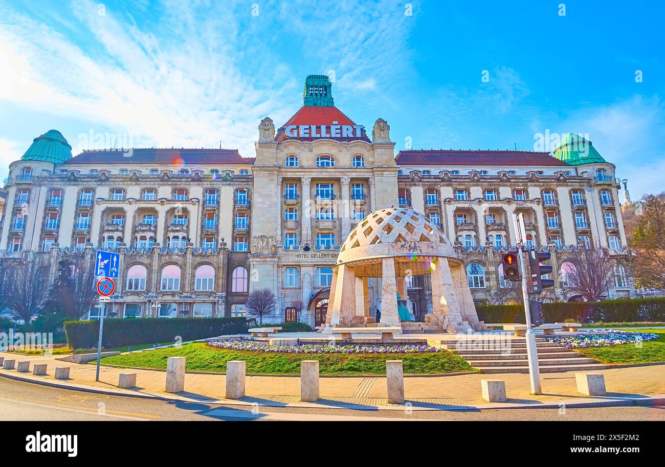 BUDAPEST, HUNGARY - MARCH 3, 2022: The St Gellert Square with facade of ...