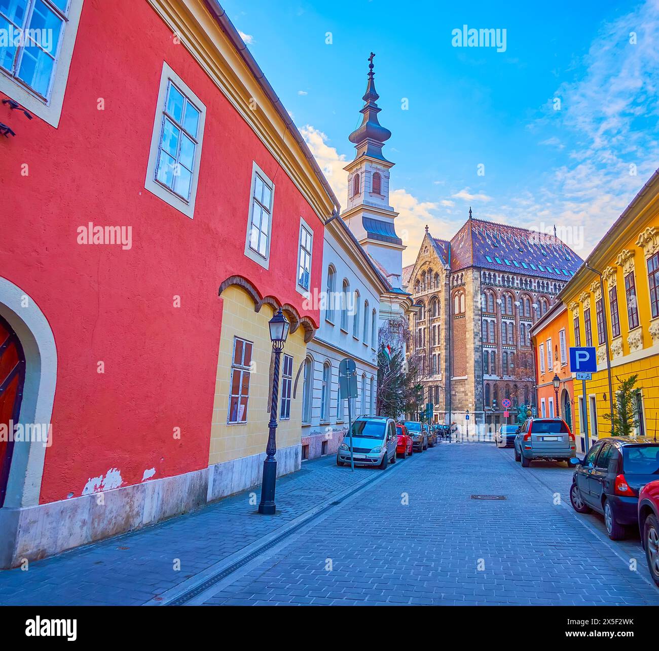 The red-yellow medieval Jewish Prayer House and National Archives of ...