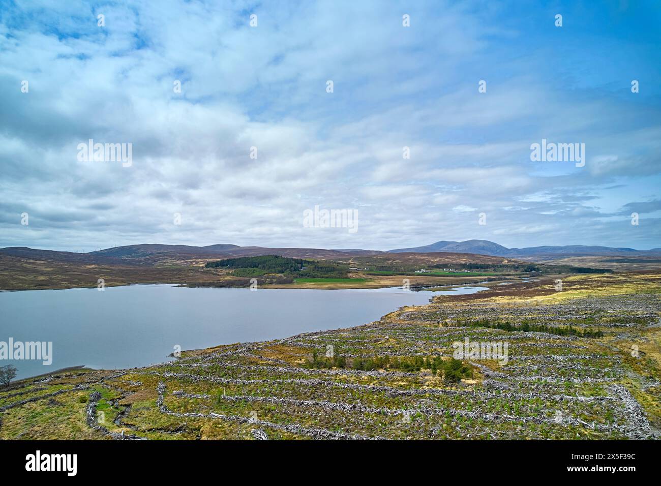 Altnaharra Sutherland Scotland looking across Loch Naver in Spring to ...