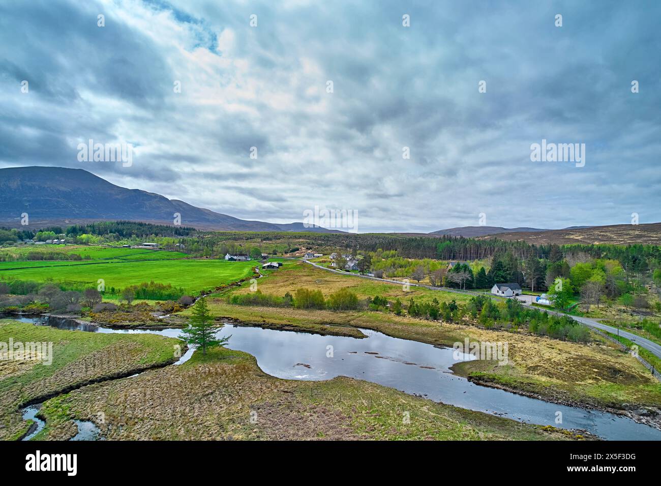 Altnaharra Sutherland Scotland the village houses along the A836 road ...