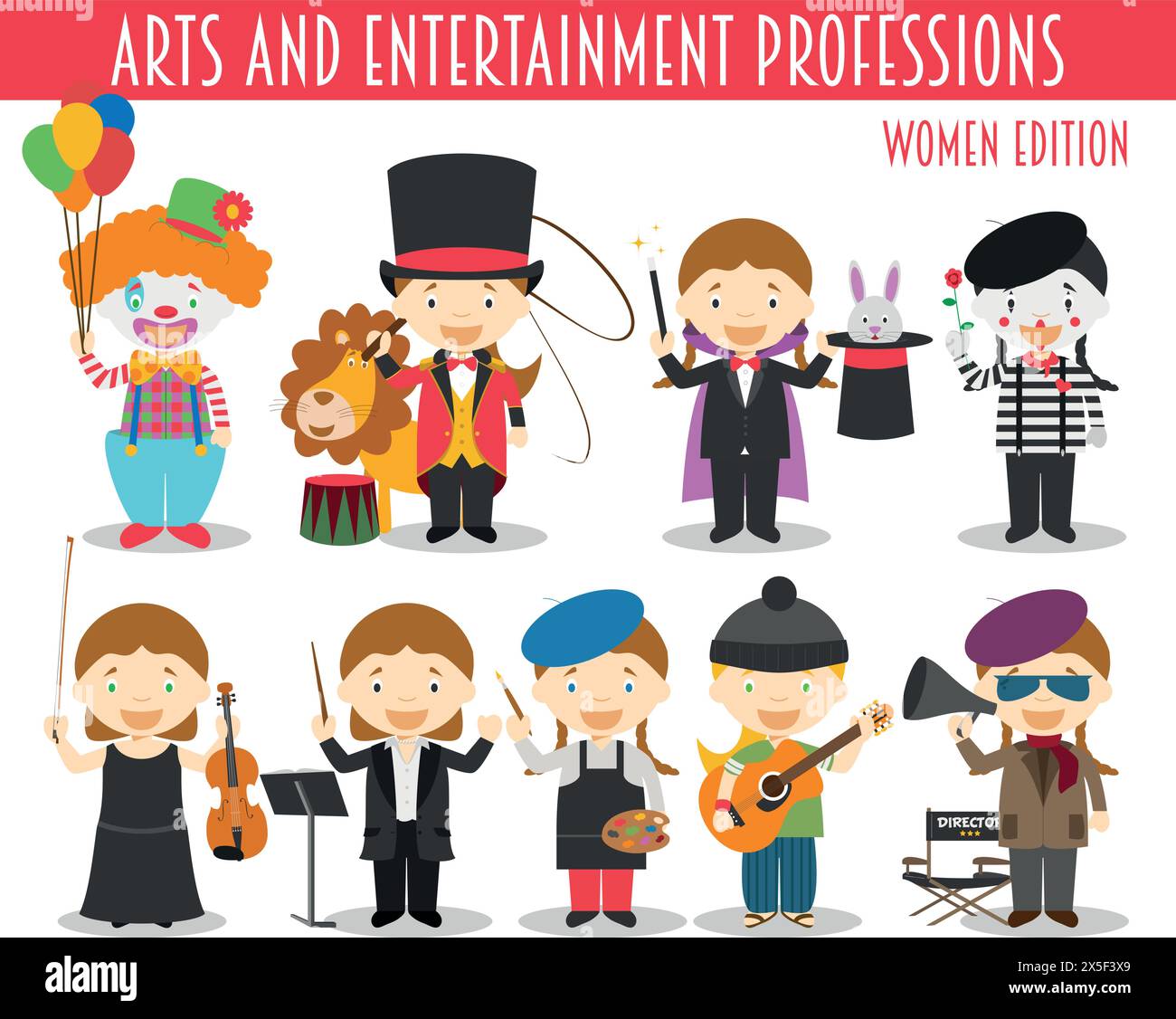 Vector Set of Arts and Entertainment Professions in cartoon style ...